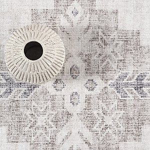 nuLOOM 8' x 10' SpinClean Machine Washable Stain-Resistant Area Rug Low Profile for Living Room, Bedroom, and Dining Room, Alexia Grey