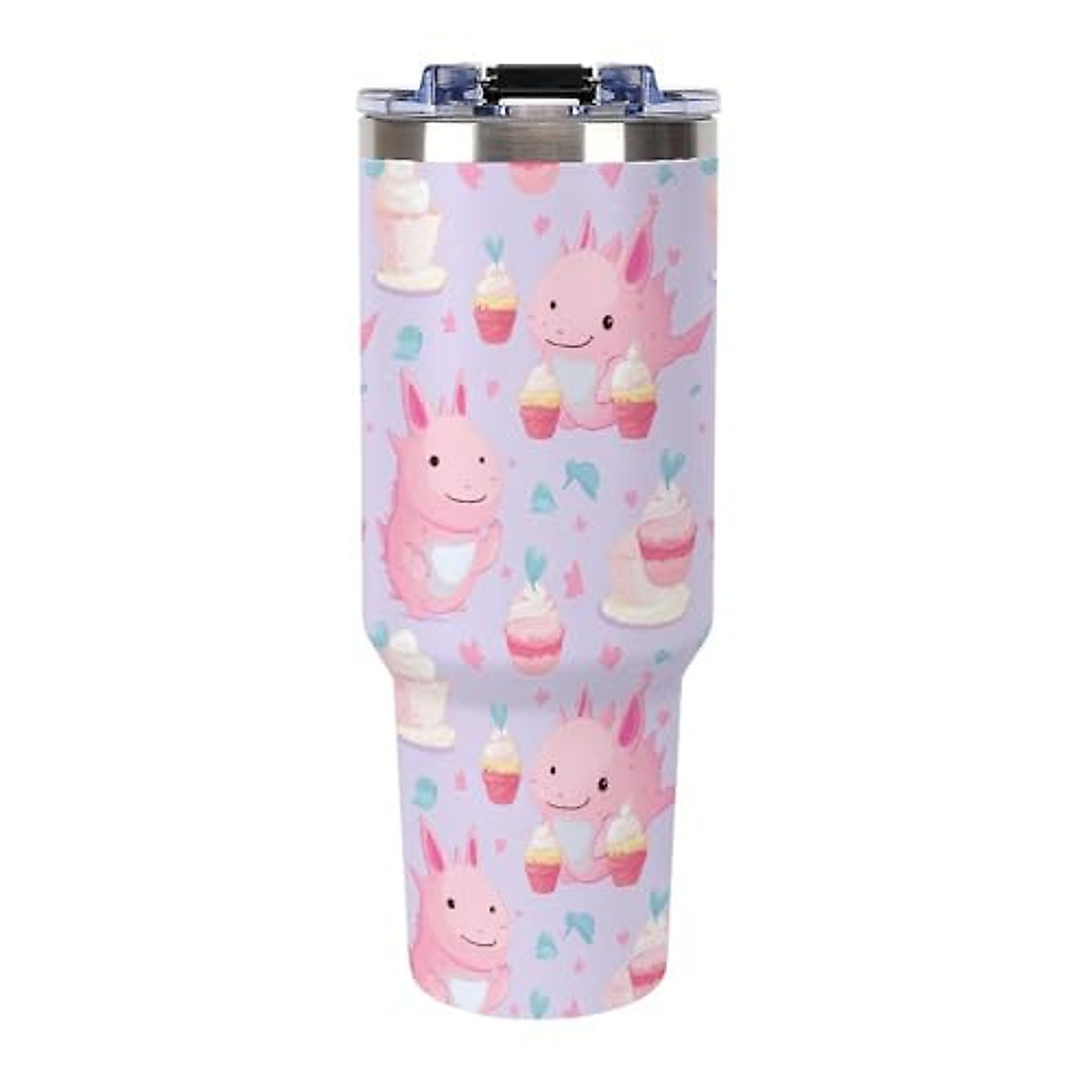 Axolotl Ice Cream 40 Oz Stainless Steel Cup Travel Tumbler with Handle and Straw Lightweight Coffee Mug for Home Office