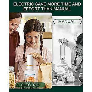 Electric Mason Jar Vacuum Sealer - Food Vacuum Saver Can Sealer Jar Seal Pump Kit Accessories for Wide and Regular Mouth Mason Jars Compatible with FoodSaver Vacuum Canning Sealer Machine Attachment