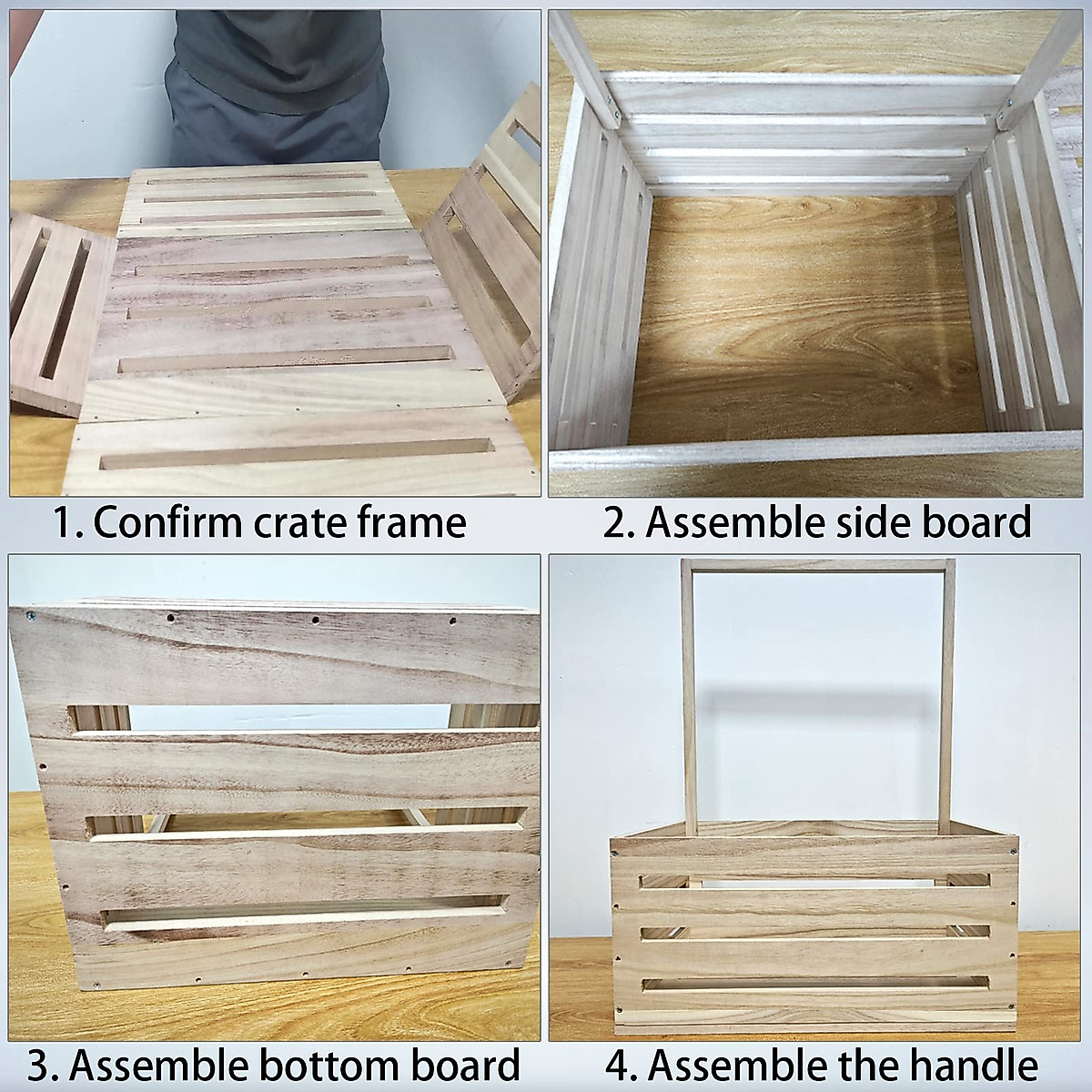 Wooden Baby Shower Crate Closet,Baby Basket with Handle,Large Baby Storage Crate Hamper,Baby Shower Gifts,Wooden Gift Crate,Welcome Gifts Basket for New Born Girls Boys,Pregnancy Gifts for New Parents