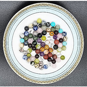 750pcs 6mm Natural Round Stone Beads Healing Engry Crystals Gemstone Beading Loose Gemstone Hole Size 1mm DIY Smooth Beads for Bracelet Necklace Earrings Jewelry Making,Box Packed(15 Material -3,6mm)