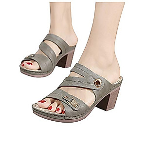Summer Womens Sandals,Women's Casual Fashion Shoes Breathable High Heels Outdoor Casual Sandals Green