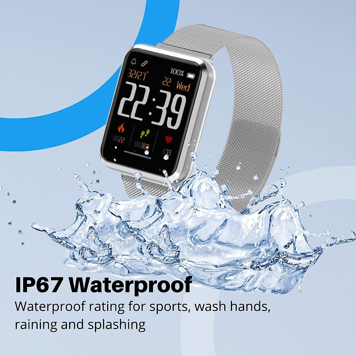 Beantech SEAGO S3 Smart Watch, Touch Screen Watch for Men, Fitness Tracker & Heart Rate Monitor, IP68 Waterproof, Compatible Android & iOS Smartphone, Fitness Watch Bundle with 3 Extra Straps