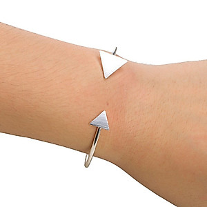 AOCHEE Small and Big Scratch Triangle/Round Cuff Bracelet Bangle for Women (Silver1)
