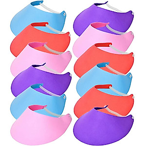 ArtCreativity Foam Sun Visors for Women, Assorted Color Set of 12, Visor for Kids Age 3+, 3 Pc of Each Color – Blue, Red, Purple & Pink, Great for Kids, Class Field & Camping Trips, Carnival Prize