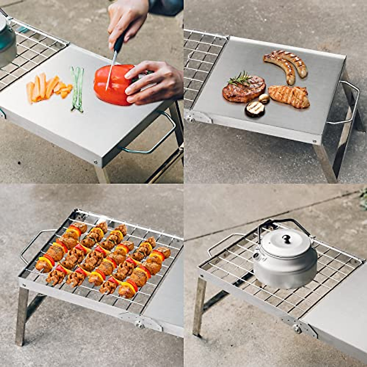 Skyflame Folding Campfire Grill, Portable Stainless Steel Camping Grill ...