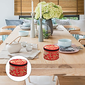 Brocade Cushion Carry Bag Singing Bowl Case Storage Bag: Singing Bowl Carry Case Bag Zippered Tibetan Sound Bowl Cover Container for Buddhist Meditation Bowl 16CM Cushion Meditation Bowl