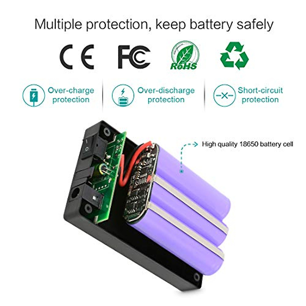 TalentCell Rechargeable 12V DC Output Lithium ion Battery Pack for LED Strip/Light/Panel/Amplifier and CCTV Camera with Charger, Multi-led Indicator Black (3000mAh)