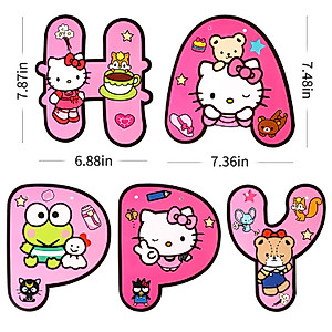 Cartoon Birthday Banner Cute Anime Happy Birthday Banners Kawaii Birthday Party Decorations for Kids Girls Boys Teens Birthday Backdrop Party Supplies