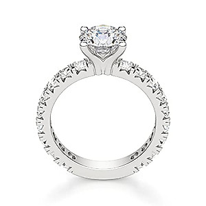 3.11 CT Round Moissanite Engagement Ring Wedding 925 Sterling Silver,10K/14K/18K Solid Gold Wedding Ring Set Solitaire Accent Halo Style, Silver Anniversary Promise Ring Gift for Her (moissanite)