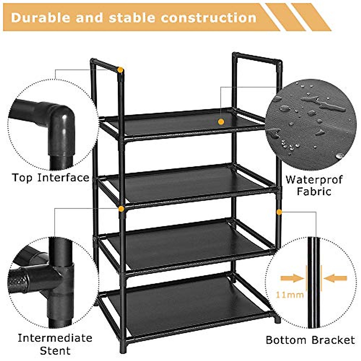 esonstyle 4 Tier Shoe Rack Lightweight Small Shoe Rack 6-8 Pairs Storage Organizer Narrow Shoe Rack for Entryway Shoe Rack Small Shoe Shelf