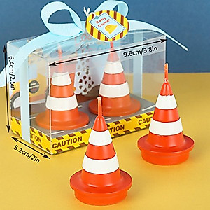 Birthday Candle Traffic Under Construction Molded Cone Candles Cake Topper Candle Set of 2