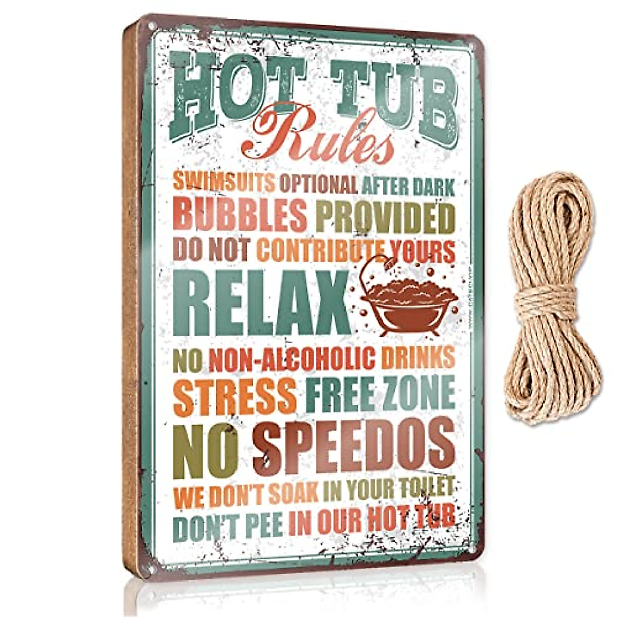 Bathroom Art Funny Funny Hot Tub Rules Wooden Sign Wood Welcome Sign Bar Signs for Home Decor (Size : 15X28CM)