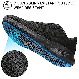 OXOMOCA Non Slip Work Shoes for Men Women Restaurant Slip On Shoes for Mens,Slip Resistant Work Waterproof Sneakers Resistant Lightweight Comfortable Kitchen Chef Shoes Food Service Z-Black