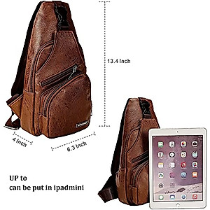 ESLETO Men's Sling Bag Chest Shoulder Backpack Waterproof Crossbody Bag with USB Charging Port for Travel Hiking (Brown)
