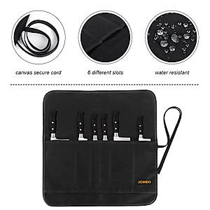 JOINDO Knife Roll Bag, Chef’s Knife Roll Bag, Heavy Duty Chef Knife Roll Bag with 6 Slots, Waxed Canvas Knife Bag Roll, Knife Pouch Holder for Home Kitchen Travel Camping