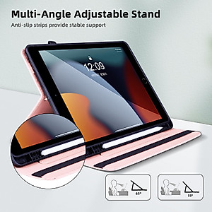 Varohix Case for iPad 10.2 inch 2021/2020/2019(iPad 7th/8th/9th Generation) iPad Air 10.5 Premium Leather Case Folio Magnetic Cover Card Holder with S Pen Holder Auto Sleep/Wake for iPad 10.2,Pink