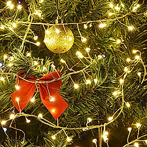 RESNICE 50FT Firecracker String Lights 500 LEDs Warm White Plug in Indoor Silver Wire LED Cluster Fairy Lights with Remote for Christmas Tree,Plant,Bedroom,Garden,Patio,Backyard