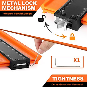 LA NOVO Contour Gauge 10+5 Inch with Lock, Profile Gauge Shape Outline Tool for Woodworking, Flooring, Christmas Stocking Stuffers for Men Dad Carpenter Handyman