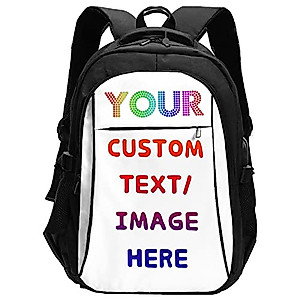 ADDUPICT Custom Travel Laptop Backpack Personalized for Men Women with Name Photo Customized Computer Bags with USB Port 18 x 13.4 x8.3 in