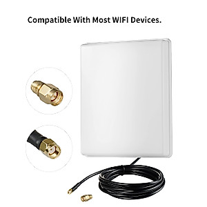 Outdoor 15dBi Dual Band WiFi 2.4GHz 5GHz 5.8GHz Long-Range Directional Panel Antenna with 10Ft Cable for WiFi Router Wireless Network Card Security IP Camera Video Surveillance Monitor, Eifagur