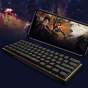 PXN K30 60% Mechanical Keyboard Wireless Mobile Gaming Keyboard Backlit Wired LED Mini Compact Keyboards Compatible with Android PC Laptop (Black)