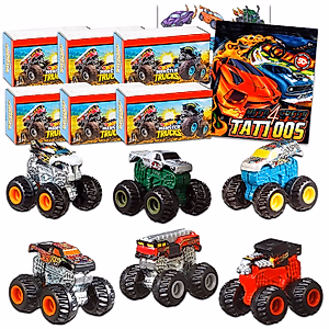 Hot Wheels Cars Hot Wheels Monster Truck Party Favors 6 Pack Bundle with Hot Wheels Mystery Blind Box Toys | Collectible Trucks with Stickers (Hot Wheels Goodie Bag Filler)