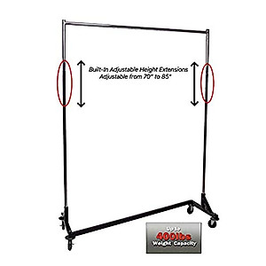 Only Hangers Adjustable Height Heavy Duty Z Rack w/Black Base