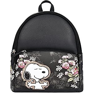 Concept One Peanuts Snoopy Mini Backpack, Small Bookbag, Black