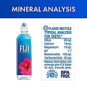 FIJI Natural Artesian Bottled Water 700 mL / 23.7 Fl Ounce (Pack of 12) - Sports Cap