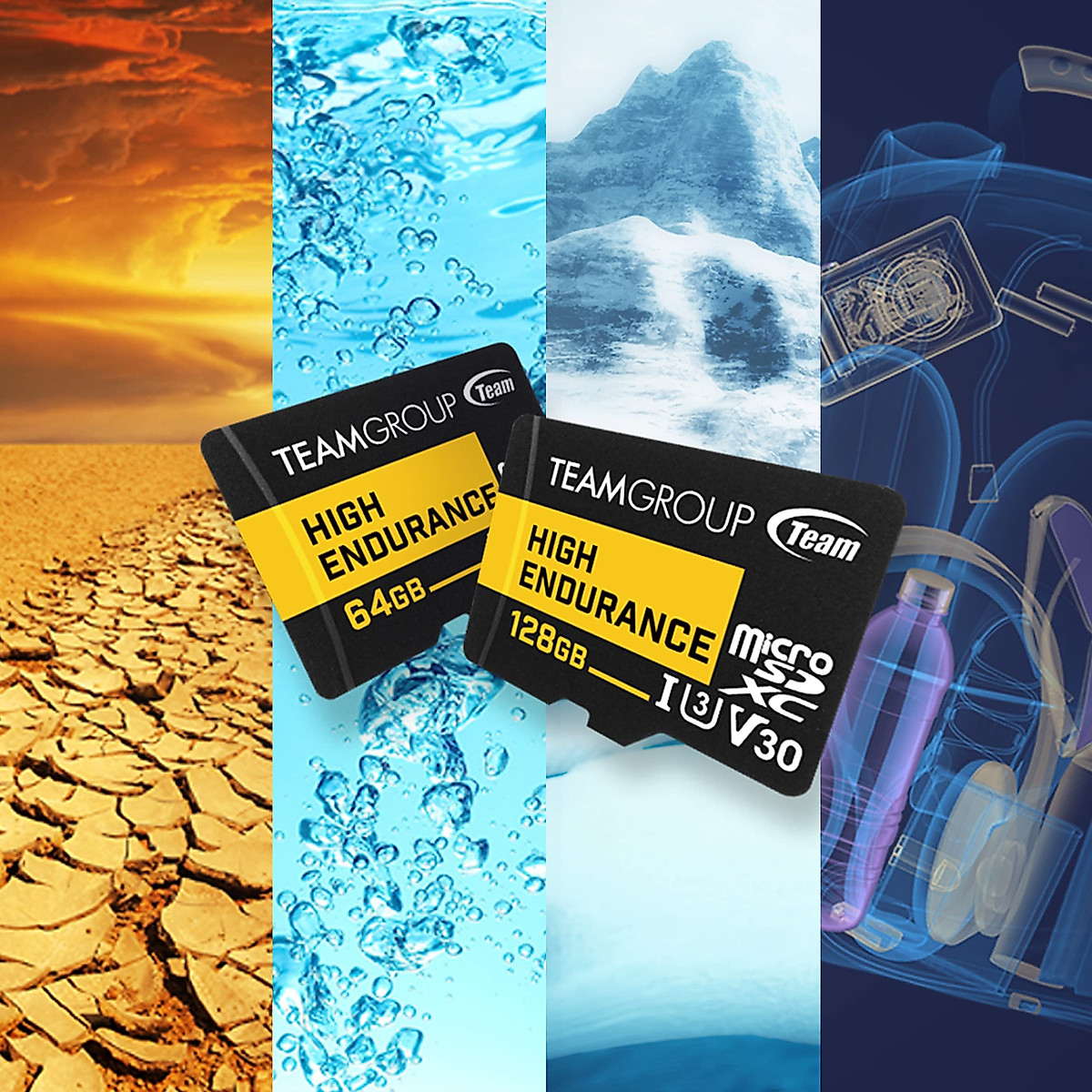 TEAMGROUP HIGH Endurance 128GB 5 Pack Micro SDXC UHS-I U3 V30 4K 100MB/s (Designed for Monitoring) Memory Card for Wyze, Dash Cam, Security Camera, 4K & Full HD Video Recording THUSDX128GIV3068