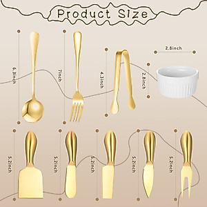 38 Pcs Charcuterie Board Accessories Utensils Include Cheese Knife Set Charcuterie Bowls Cheese Markers Serving Tongs Spoons and Forks Honey Dipper for Butter Cheese and Pastry Making (Gold)