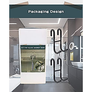 NACETURE Over Shower Door Hooks (3 Pack) Towel Hooks Towel Hanger for Bathroom No Drill Frameless Glass –Stainless Steel Bar Holder, Shower Squeegee Rack, Glass Robe Hook for Organize (Black 3 Pack)