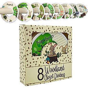 ToddleBee Baby Closet Dividers for Baby Clothes | Woodland Animals Nursery Organizer | Unisex Baby Clothing Size Preemie Newborn Infant to 24 Months | 8 Piece Gift Set