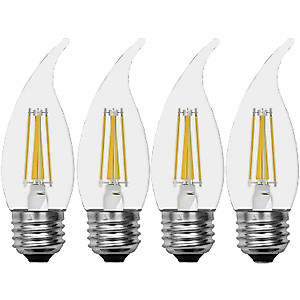 GE Relax LED Light Bulbs, 40 Watt, Soft White, Decorative Bulbs, Clear, Medium Base (4 Pack)