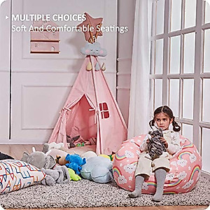 Nobildonna Stuffed Animal Storage Bean Bag Chair Cover Only for Kids Girls Toddler, Large Beanbag Chair Without Filling for Organizing Children Soft Plush Toys