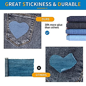 HTVRONT Iron on Patches for Clothing Repair 4 Rolls - Denim Patches for Jeans Kit 4" by 20", 4 Rolls of Iron On Denim Patches for Jeans Inside & Clothing Repair (Four Colors)