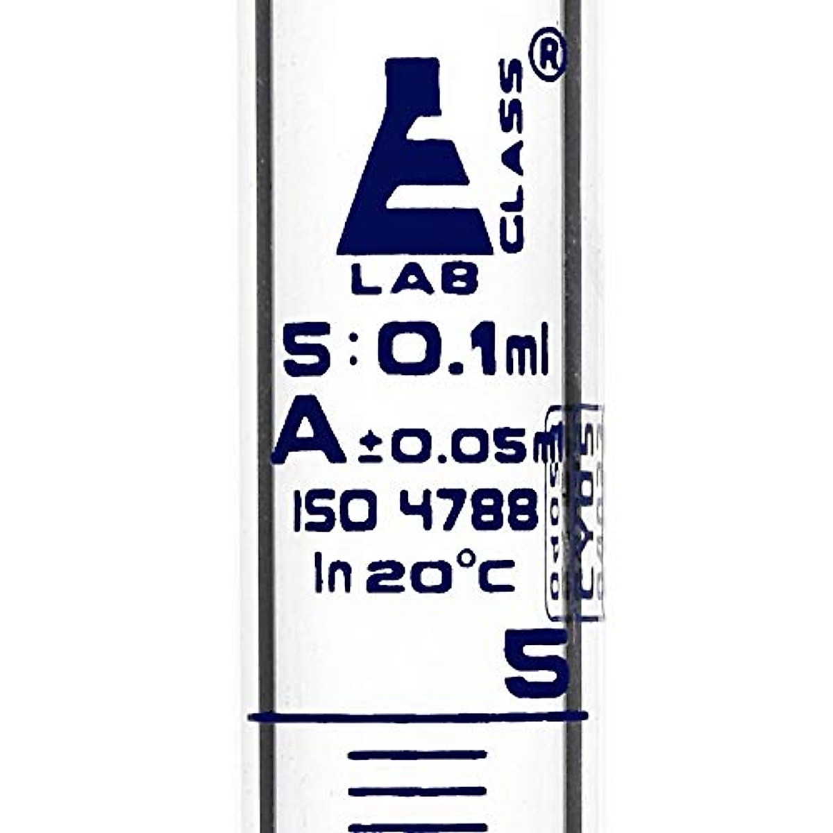 EISCO Graduated Cylinder, 5ml - Class A Tolerance ±0.05ml - Round Base - Blue Graduations - Borosilicate 3.3 Glass