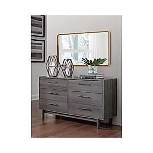 Signature Design by Ashley Brymont Mid-Century Modern 6 Drawer Dresser, Dark Gray