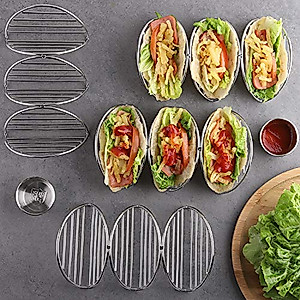 Taco Holder Stand Set of 3 Stainless Steel Taco Tray Style Each Rack Holds Up to 3 Tacos Stand for Tortillas, Burritos, Parties & Restaurants
