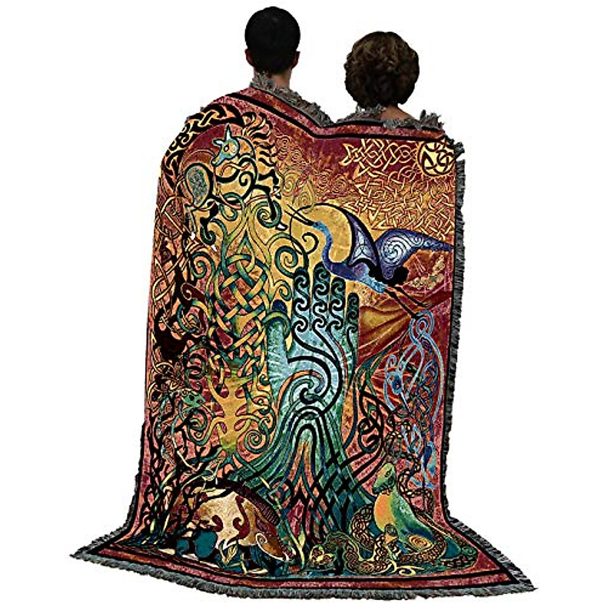 Pure Country Weavers Awen Blanket by Jen Delyth - Celtic Gift Tapestry Throw Woven from Cotton - Made in The USA (72x54)