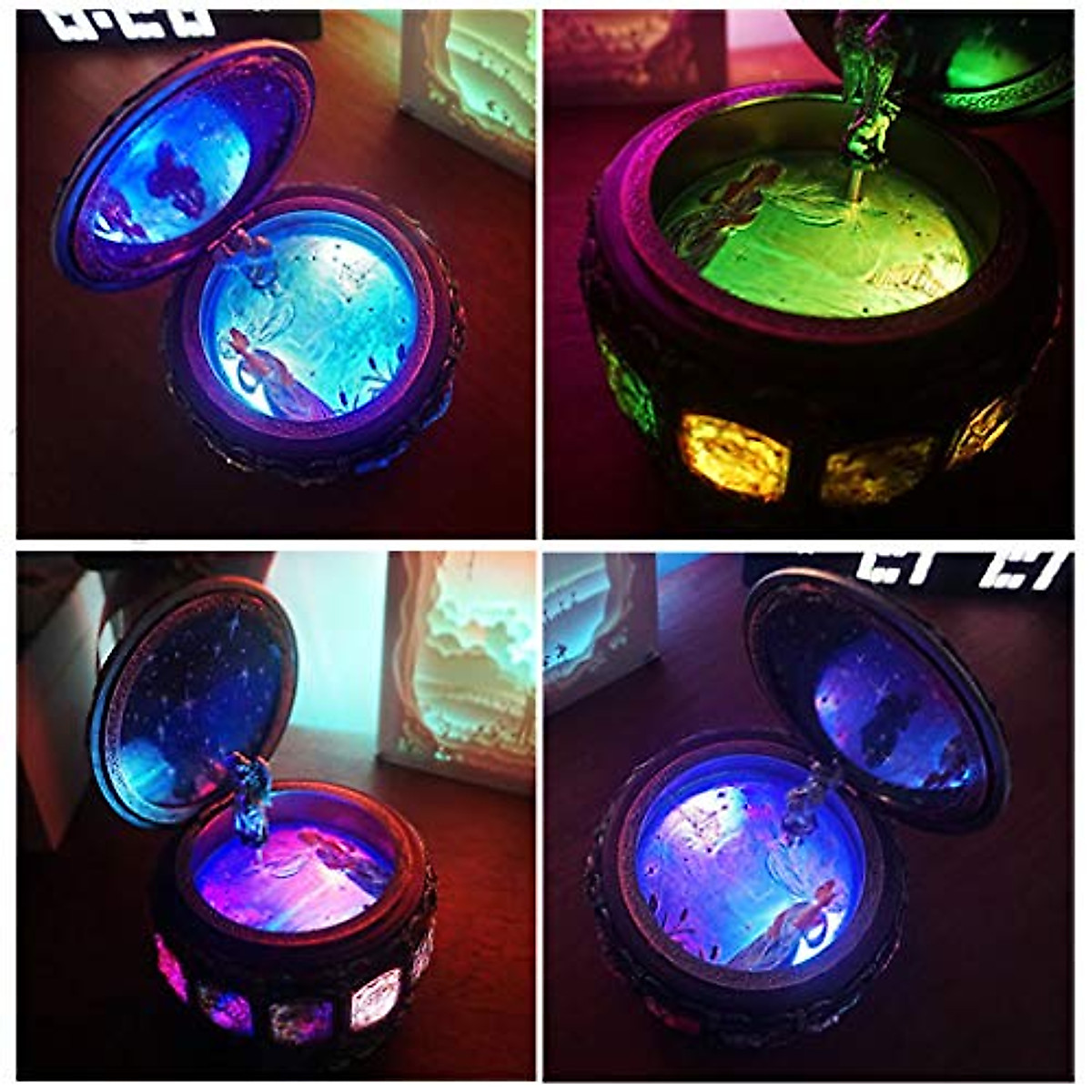 Briskfeel Vintage Music Box with Constellations Rotating Goddess LED Lights Twinkling Resin Carved Mechanism Musical Box with Sankyo 18-Note Wind Up Signs of The Zodiac Gift for Birthday (Upgraded)