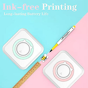 Instaproud - Portable Sticker Printer, Mini Printer Sticker Maker, Mini Pocket Thermal Printer, Mini Printer Portable Bluetooth-Compatible Photo Printer for Photos, Diaries, Memos (Pink(Set-5))