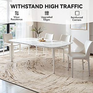 8x10 Area Rugs for Living Room Rug Abstract Modern Neutral Bedroom Rug Machine Washable Rug for Dining Room Rug Durable No Pile Easy Care Carpet Beige Brown