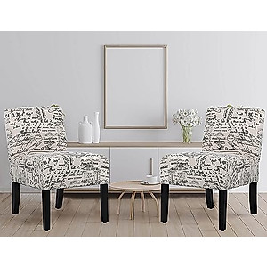 Small Bedroom Chair, Accent Chairs Set of 2, Side Chairs for Living Room, Armless Accent Chair for Bedroom, Modern Slipper Chair with Solid Rubber Wood Legs, White Accent Office Chair for Adults Kids