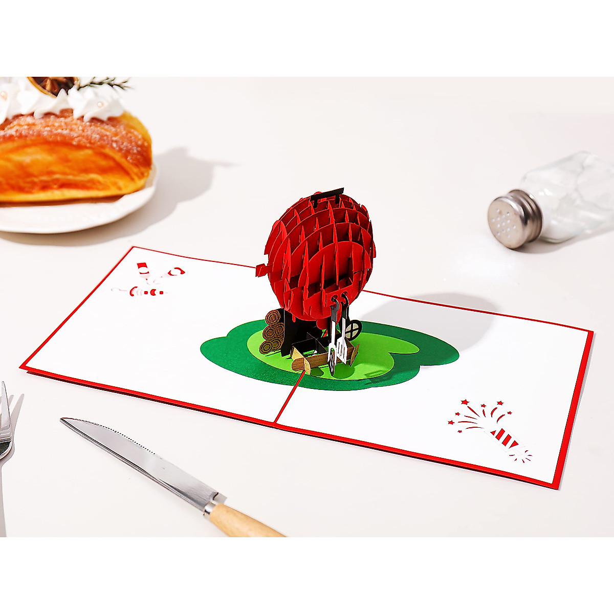 Liif BBQ Steak And Grill Barbecue Fathers Day Pop Up Card, 3D Greeting Card for All Occasions, Happy Birthday Card For Dad, Father, Husband, Boyfriend, Chef, Thank You, Retirement Card
