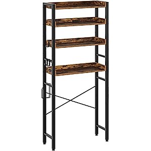 Rolanstar Over The Toilet Storage Rack, 4-Tier Bathroom Space Saver with Adjustable Shelves, Bathroom Organizer for Bathroom Washroom, Rustic Brown