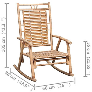 FAMIROSA Rocking Chair with Cushion Bamboo,Weight:25.46lbs,3063911