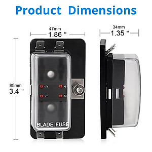 WATERWICH 4-Way Blade Fuse Box Standard Circuit Fuse Holder Box Block DC 12-32V with Waterproof Protection Cover for Car Boat Marine Trike Auto Car Truck Vehicle SUV Yacht RV Ship (4-Way)