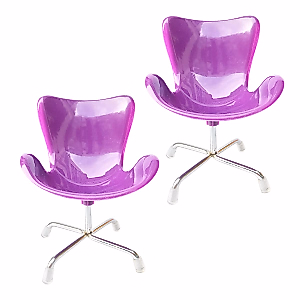 2 Pcs Miniature Purple Chair 1:6 Scale Miniature Plastic Chair Miniature Chair DIY Mini Chairs Simulation Colorful Armchair Backrest Swivel Egg Chair for Mini House Accessories